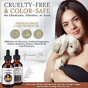 Rustic Remedy 100% Organic, Cold-Pressed Rosemary, Castor and Avocado Oil | Growth & Frizz Repair Oil Treatment (2 oz) | 100% Natural, Pure Oil for Dry Damaged Hair for Women and Men