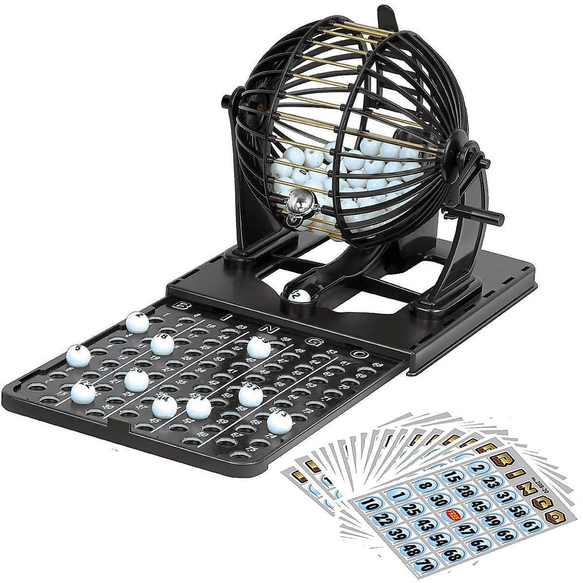 Liberty Imports Classic Bingo Cage Game Set with Numbered Balls, Tracker Board, Reusable Cards, and Tumbler - Perfect for Adults, Seniors, Family, Kids, and Party Nights