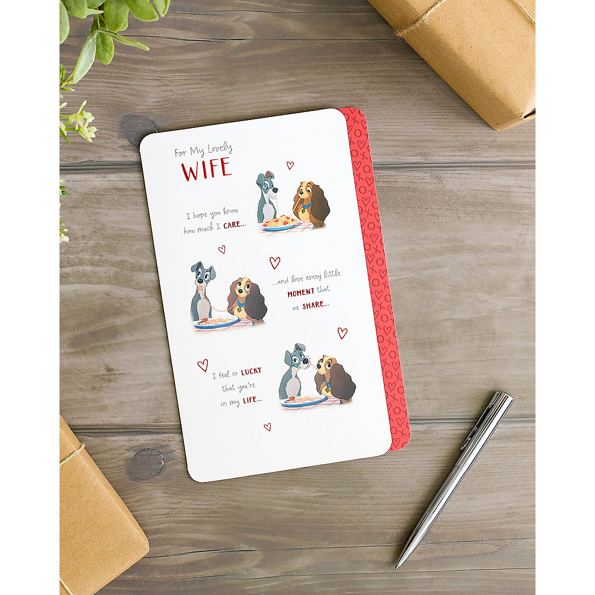 UK Greetings Wife Birthday Card - Cute Disney Birthday Card for Her - Lady and The Tramp Birthday Card for Wife,Beige,24.9 x 15.9 x 0.7 cm; 30 Grams