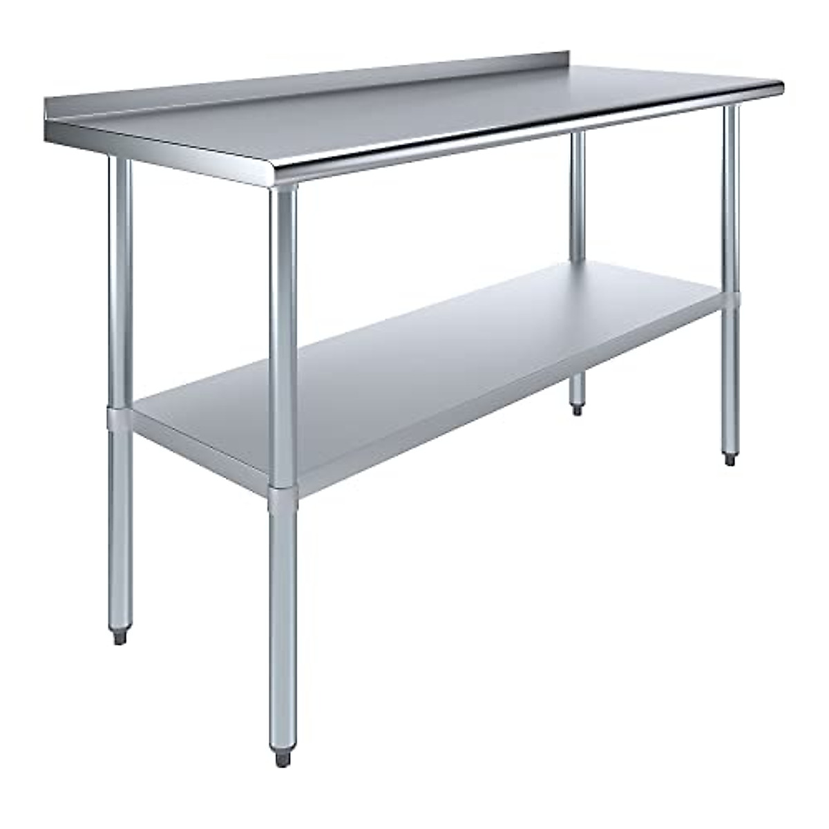 AmGood 60" Long x 24" Deep Stainless Steel Work Table with 1.5" Backsplash | Metal Kitchen Food Prep Table | NSF