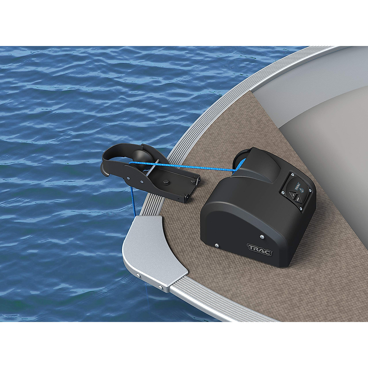 Trac Outdoors Fisherman 25-G3 Electric Anchor Winch - Anchors Up to 25 lb. - Includes 100-feet of Pre-Wound Anchor Rope with Use (69002)