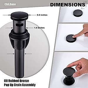 Oil Rubbed Bronze Bathroom Faucet 3 Hole, 2 Handle Rubbed Bronze Widespread Bathroom Faucet with Sink Pop Up Drain and Faucet Supply Lines, ChiLDano Bronze Bathroom Faucet CH3166ORB