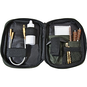BARSKA Pistol Cleaning Kit with Flexible Rod and Pouch,Black