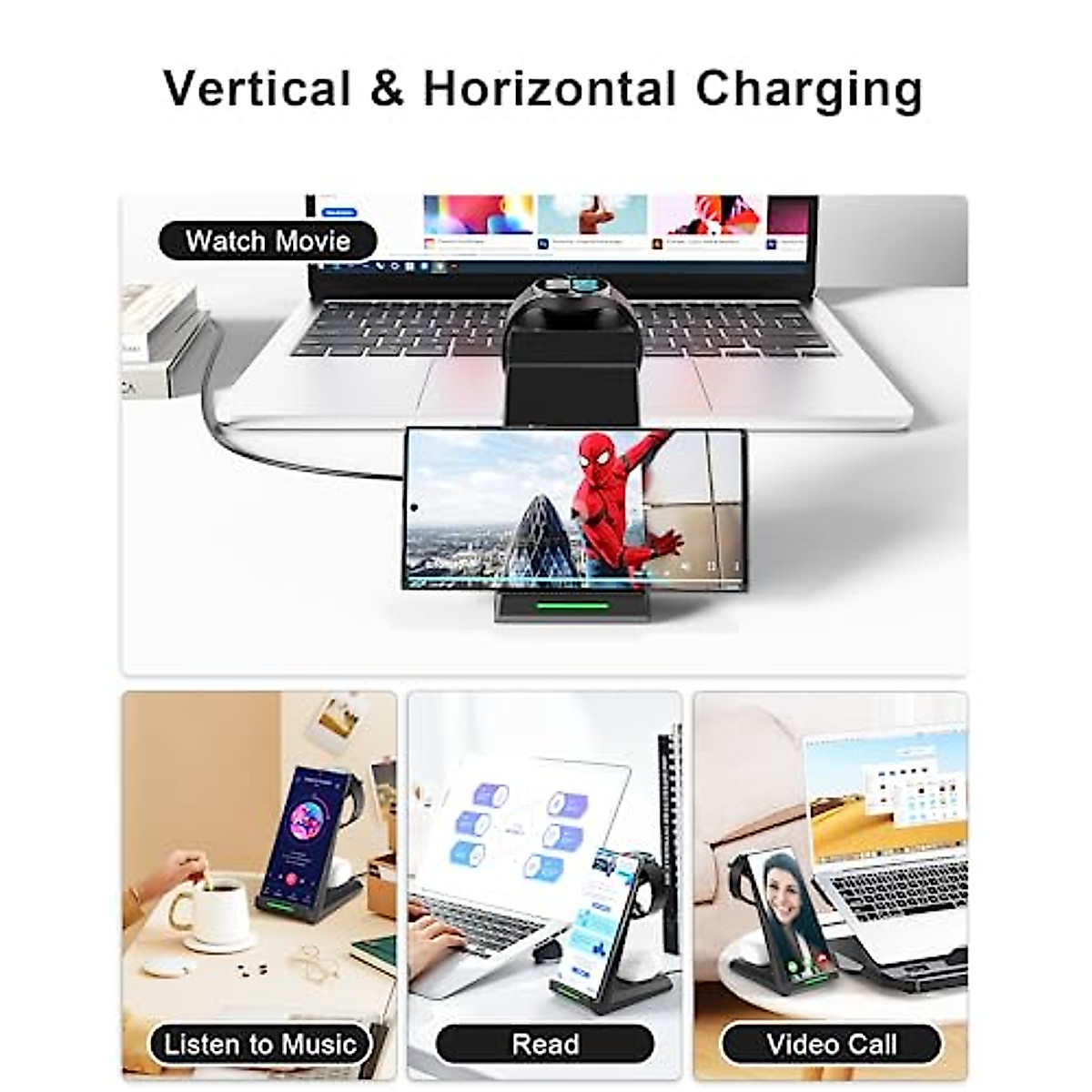 Wireless Charger for Samsung, ADADPU 3 in 1 Charging Station for Multi Devices Fast Charger Stand Dock for Galaxy S24 Ultra S23 S22 S21,Galaxy Watch 6/5/4/3/Pro,Galaxy Buds