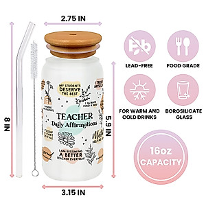 Teacher Appreciation Gifts - Teacher Gifts for Women, Thank You Teacher Gifts, Teachers Appreciation Gifts - Teacher Birthday Gifts, Back To School Gifts, Teacher Retirement Gifts - 16 Oz Can Glass