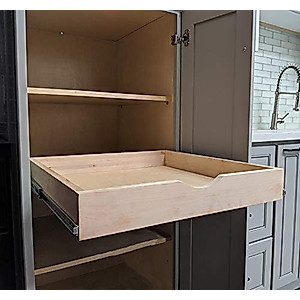 26'' Width Drawer Roll Wood Tray Drawer Box Kitchen Organizer Cabinet Slide Out Shelve, Pull-Out Shelf, Pantry Organization & Storage w/ Sliders-- DIY Project (Fits RTA Face Frame B30 and Pantry30)