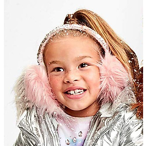 Earmuffs Girls Earmuffs in Plush and Flip Sequin Design(Pink, M)