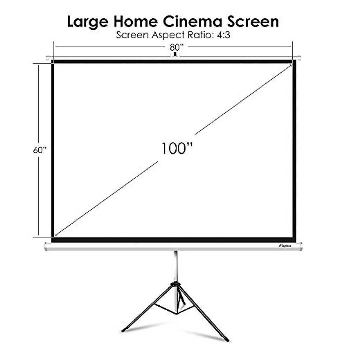 Projector Screen with Stand, ELEPHAS M100S 100 Inch 4: 3 4K HD Projection Movie Screen with Tripod Stand for Home Theater, Indoor Outdoor Pull Down 1.Gain Wrinkle-Free, 160° Viewing Angle