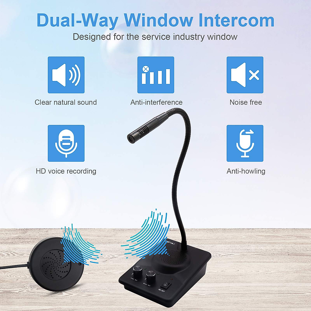 CallToU Window Speaker Intercom System and Counter Intercom for Bank Hospital Office Store Bus Station Ticket Booth Window