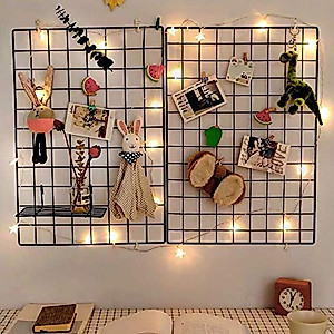 GBYAN Wall Grid 2 Pack Grid Wall Panels Wall Organizer Picture Board for Room and Office Photo Display Board with Clips, 25.6"x17.7"