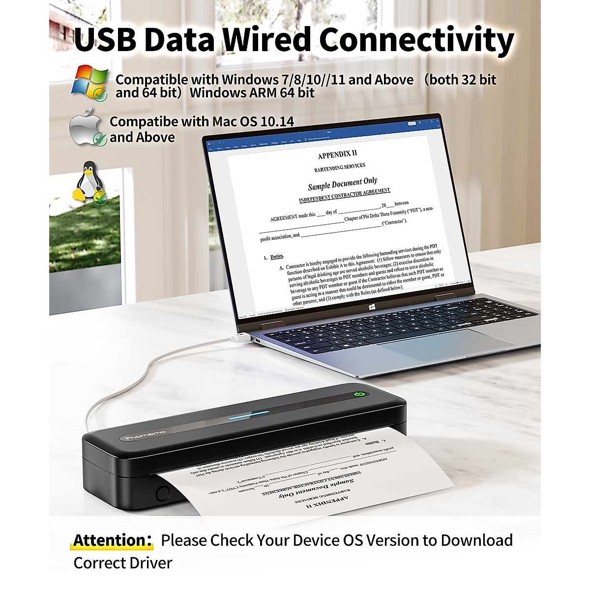 Phomemo Portable Printer,[Upgrade] M832 Inkless Printer,Portable Printers Wireless for Travel,8.5''x 11''Thermal Printer Support Multi Sizes for Home,Office,Car,Compatible with Phone &Laptop