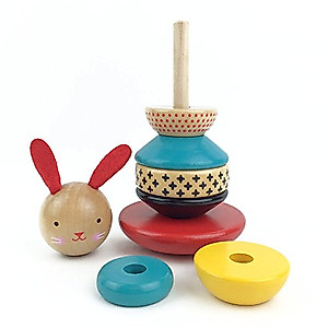Petit Collage Modern Bunny Wooden Stacking Toy – Solid Wooden Stacking Rings for Kids, Activity Toys Designed with Safe Materials – Active Toy for Babies and Toddlers 12+ Months