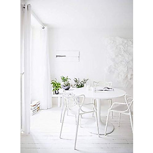 2xhome Set of 4 White Stackable Contemporary Modern Designer Plastic Chairs with Arms Open Back Armchairs for Kitchen Dining Chair Outdoor Patio Bedroom Accent Patio Balcony Office Work Garden Home