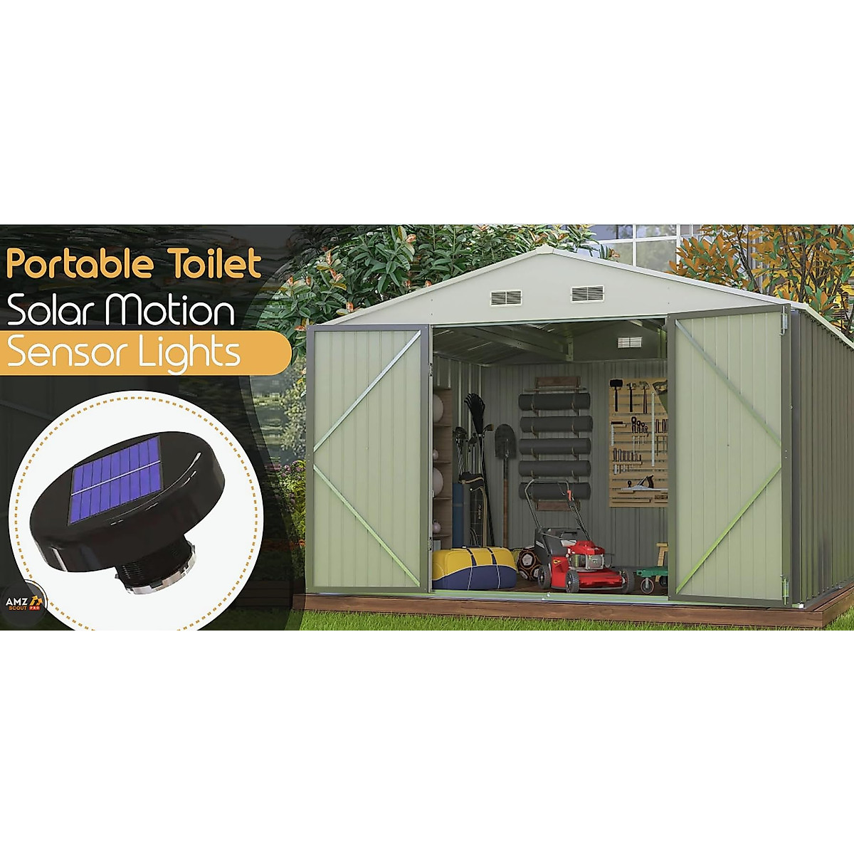 BRIGHTICONIC BICSL20-01 5LEDs Solar Portable Toilet Chicken Coop Dog House Storage Shed - Waterproof LED Night Light for Closet Camping Outhouse Kit Portable Potty (BICSL20-01(5LEDs))