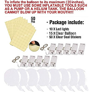 Led Balloons , 15pcs 24inch Clear balloon 10set Light Up Colorful Bobo Balloons Transparent Light Balloons, Weddings, Banquets, Outdoor and Indoor Parties, Anniversary, House Party, Birthday