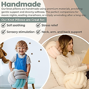 DOMARIE Large Pink Knot Pillow Ball | 10" Cozy & Plush Knot Throw Pillow | Sensory Knotted Pillow for Stress Relief | Knot Ball Pillow for Kids & Adults | Plush Velvet Knot Pillows (Neapolitan)