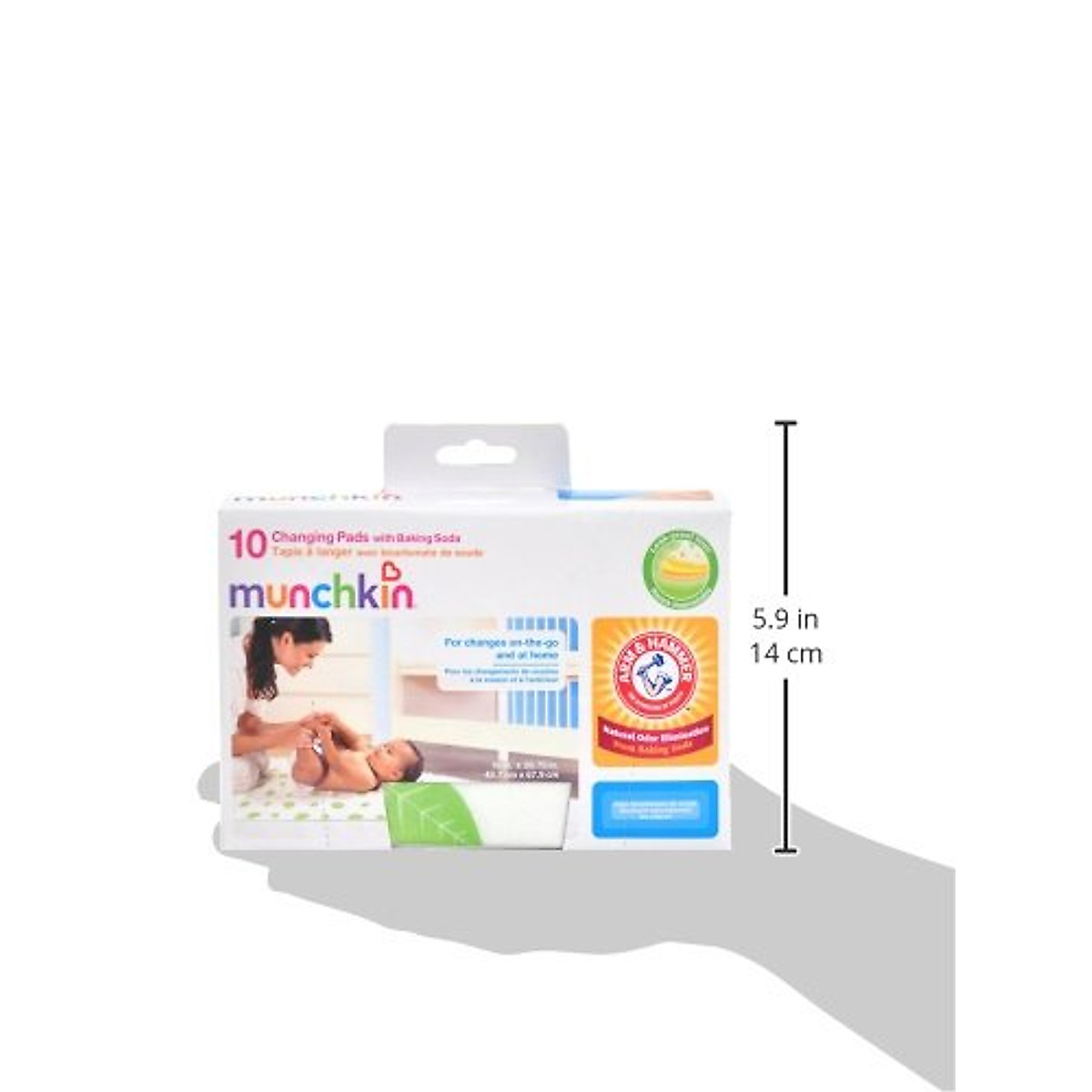 Munchkin Arm & Hammer Disposable Changing Pad, 10 Count , White/Green