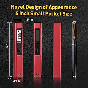 PREXISO 65Ft Digital Laser Measure, Pocket Mini Laser Measurement Tool, Ft/Ft+in/in/M Unit, Red Laser Distance Meter Pen Backlit Display for Home, Construction, Industries with AAA Batteries (Red)
