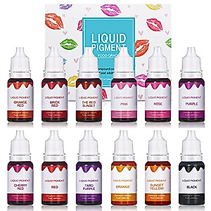 QIUFSSE 12 Colors DIY Lip Gloss Pigment Set，Liquid Pigment for Lip Gloss Natural Multifunctional High Color Rendering Red Warm Color Pigment for Lip Gloss Making-Set A
