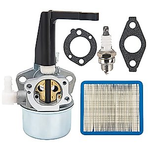 696065 Carburetor Compatible for Briggs & Stratton 697422 110402 110412 215369 Tiller Engine Carb with Mounting Gaskets Kit and 491588S Flat Air Filter Cartridge