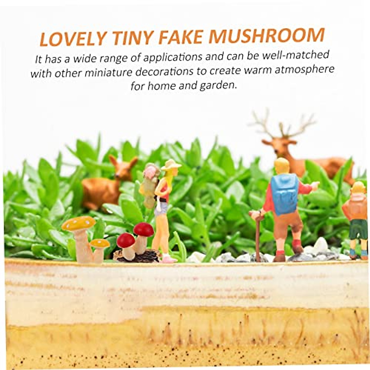 Kisangel 50 pcs Simulated Mushroom Bush Garden Mushroom Decor Mini Mushroom Cake Decorating Gift Ornaments Artificial Mushroom Ornament Fairy Mushroom Decor Mushrooms Bonsai Miniature Resin