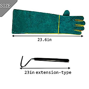 Hamiledyi Animal Handling Gloves Bite With Hook Proof Reinforced Leather Padding Dog Cat Scratch Bird Falcon Protection Grabbing For Reptile Squirrel Snake Bite Lizard Boa Bbq 23inch