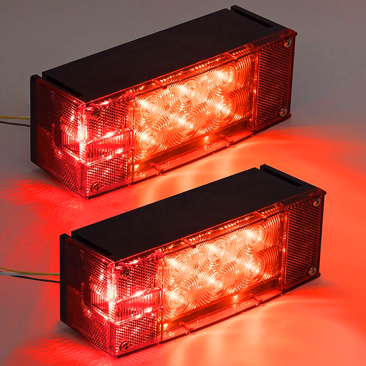 CZC AUTO 2PCS 12V LED Submersible Low Profile Rectangular Trailer Lights, Tail Stop Turn Running Lights Kit, Sealed for Boat Trailer Truck Marine
