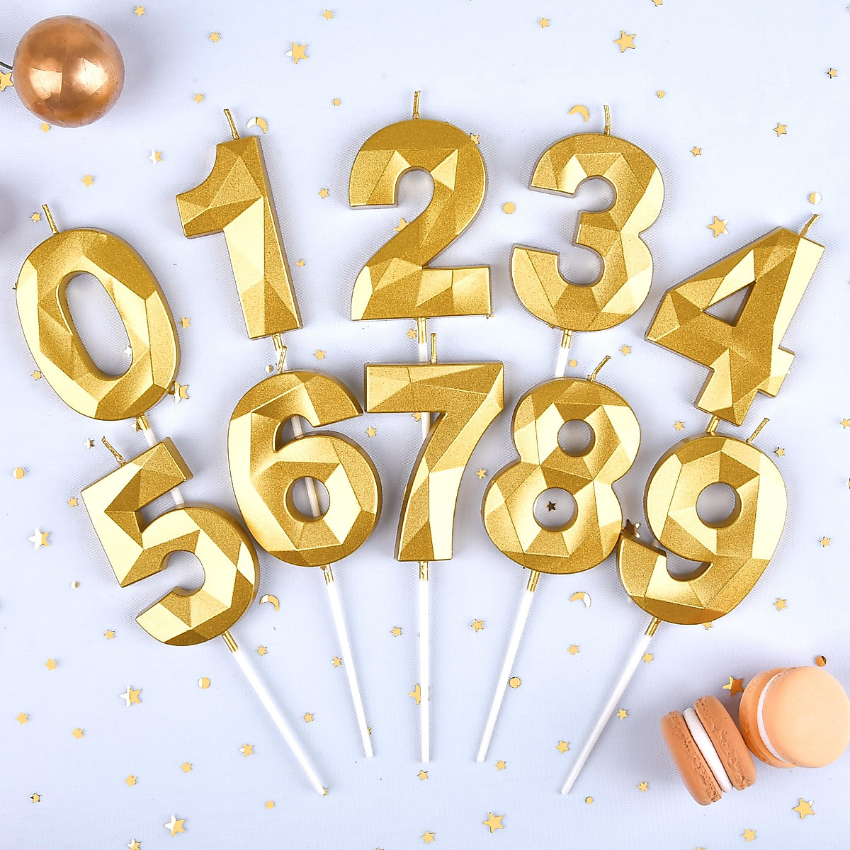 CAKE CODE 2.76 Inch Crystal Gold 1 Number Birthday Candles, Gold Number Candles, Cake Number Candles, Party Celebration
