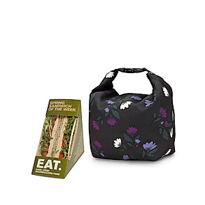 MOV COMPRA Insulated Snack Bag- Women Reusable Sandwich & Snack Bags, Leakproof Food Storage Small Lunch Bag For Picnic,Work(Small，Purple Flower
