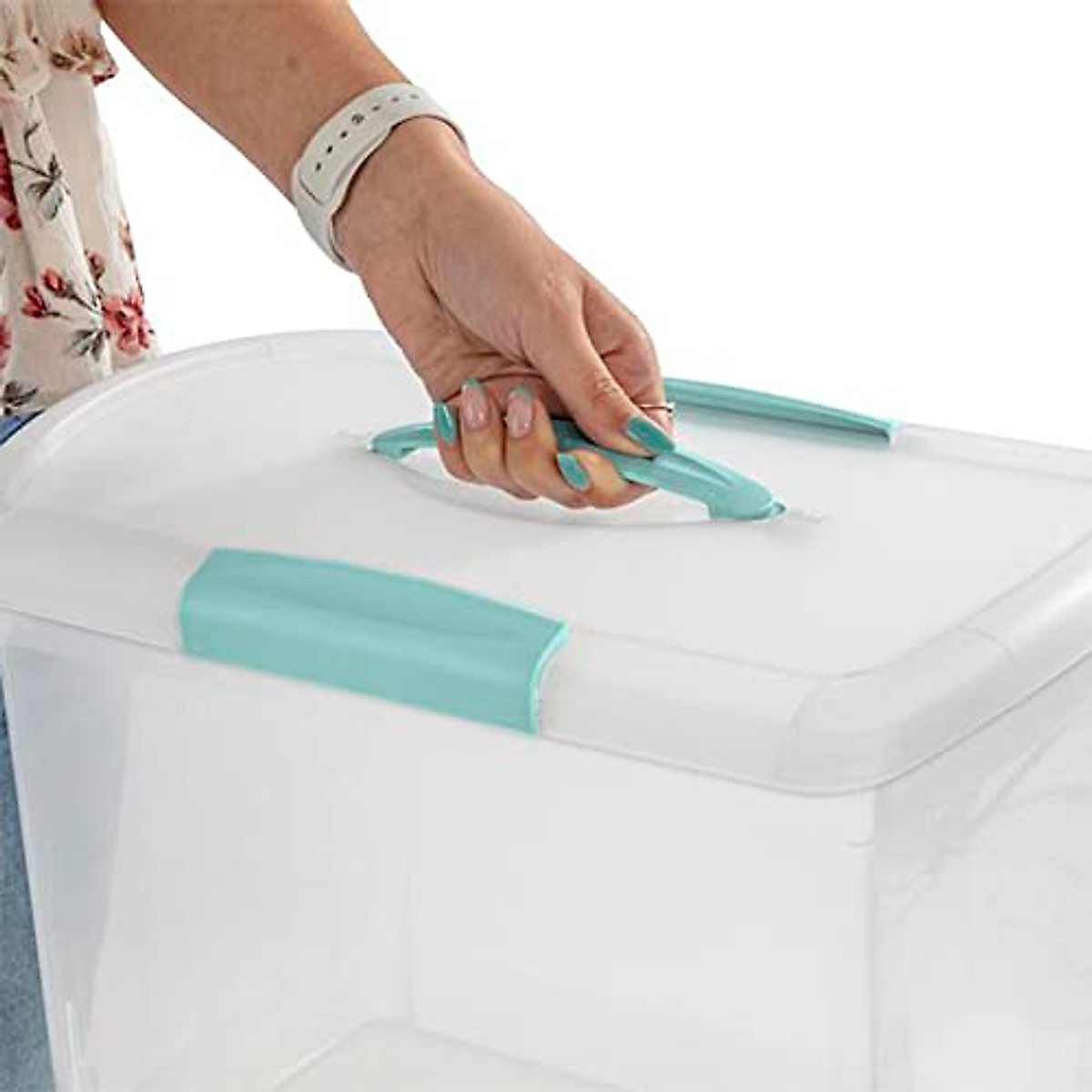 Sterilite Large Nesting ShowOffs Clear File Organizer Storage Box with Handle and Latches for Home, Office, Craft, Hobby, & Classroom, Clear (12 Pack)