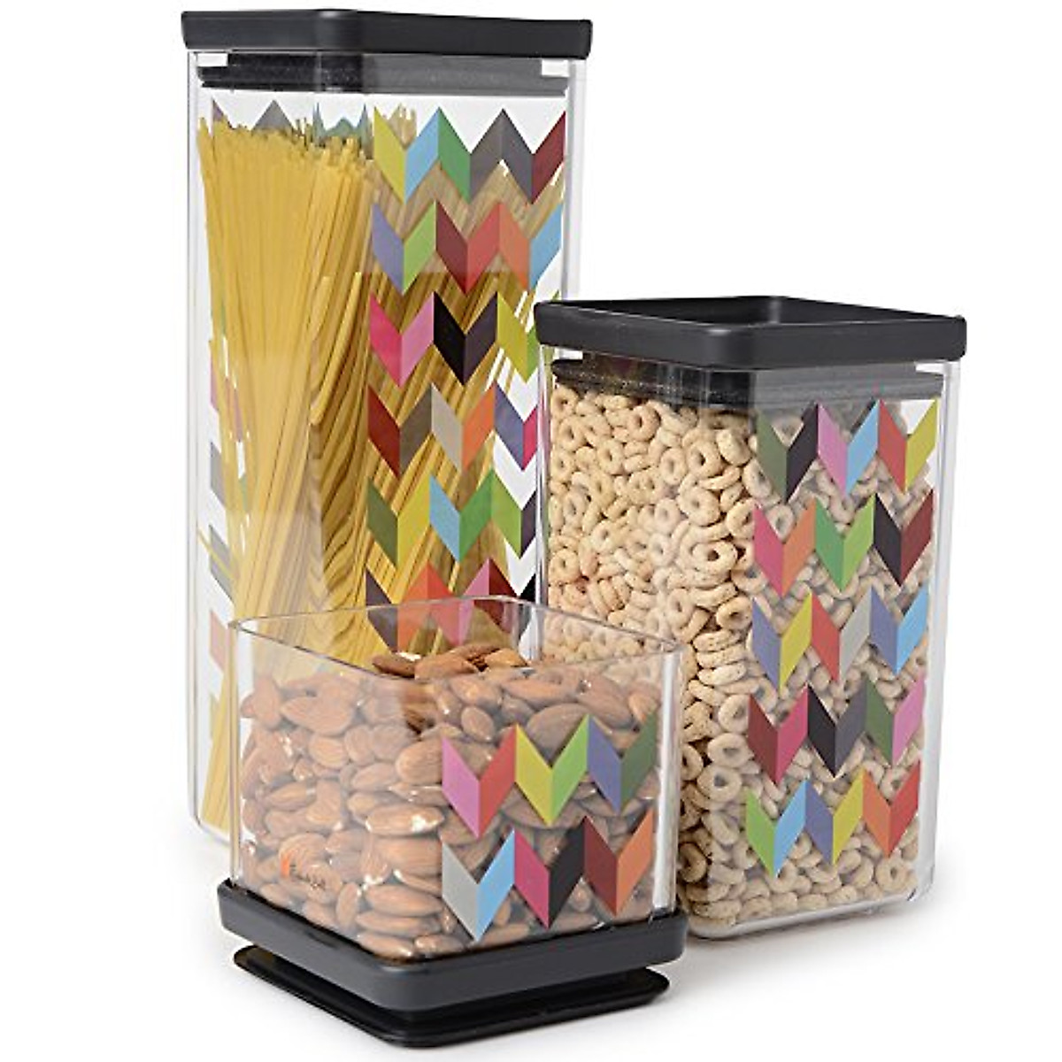 French Bull Ziggy Plastic BPA Free Leak-Proof Cereal and Dry Food Storage Container with Lid-Pantry, Kitchen, Snacks, Airtight, Stackable, Organization, 24 oz