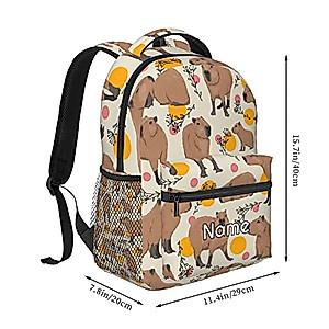 Personalized Funny Capybara Backpack for School Custom Name Boys Girls Schoolbag