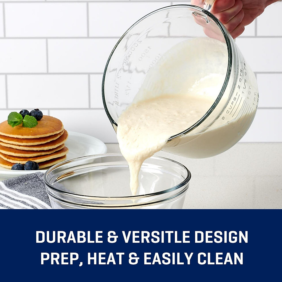 Anchor Hocking Batter Bowl, 2 Quart Glass Mixing Bowl with Red Lid