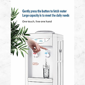 Water Dispenser,Top Loading Hot & Cold Water Cooler 5 Gallon Water Dispenser.Child Safety Lock, Storage Cabinet and Anti-Scalding Design, for Indoor Home Office(White)