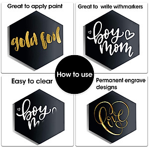 Reofrey 25Pcs Acrylic Sheets Black Hexagon Acrylic Place Cards for Wedding Party Table Special Seat Guest Blanks Handwritten Calligraphy Name Escort Card Signature Logo Signs DIY Label Banquet Decor