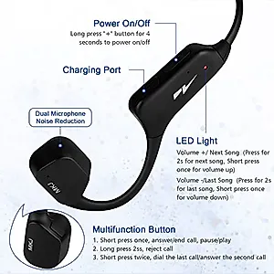 MKJ Bone Conduction Headphones Bluetooth 5.1 - Open Ear Inductive Headphone with Noise Cancelling Dual Microphones, Wireless Sport Headset IP67 Waterproof for Cycling Running Driving Workouts