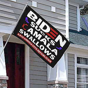 Fuck Joe Biden Flag 3x5 Fuck Biden Flag Biden Sucks Kamala Swallows Flag Anti Kamala Harris Vote Red Save America Vote Republican Flag F K biden Flag With Metal Grommet Flags Banners Yard Sign