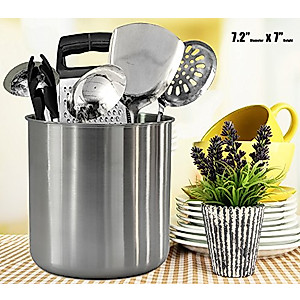 Estilo Stainless Steel Utensil Holder Jumbo, Kitchen Utensils Holder 7" x 7"