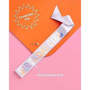 xo, Fetti Birthday Girl sash - Pastel Purple + Iridescent | Fun Birthday Party Decorations, Rainbow Birthday Decor, HBD, Disco Bday