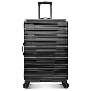 U.S. Traveler Boren Polycarbonate Hardside Rugged Travel Suitcase Luggage with 8 Spinner Wheels, Aluminum Handle, Black, Checked-Large 30-Inch