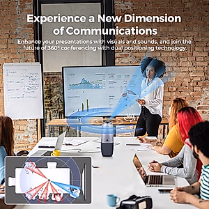 COOLPO Webcam, 360 Video Conference Camera, 4K All-in-one Conference Room Camera with Speaker, Microphone, Meeting Room Camera, AI Speaker Tracking, Noise Cancellation, Teams, Zoom, PANA 5ft USB Cable