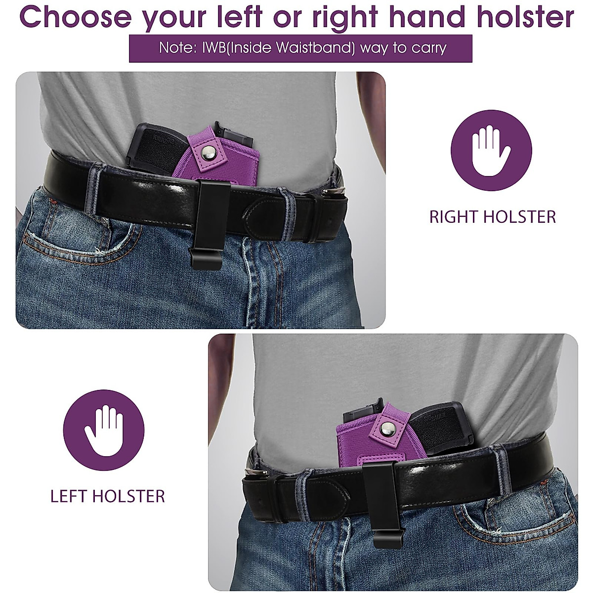 Gun Holster for Women/Men, Universal IWB Holsters for Concealed Carry, Pistols Holster Right/Left Handed, Fits S&W M&P Shield 9/40 9mm P320 Glock 17 19 26 27 42 43, Similar Handguns