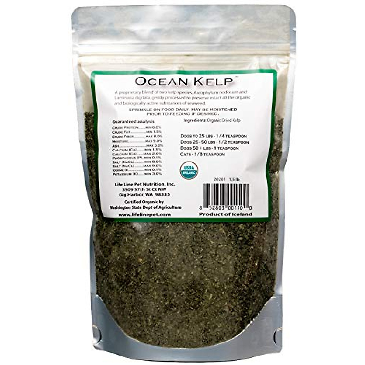 Life Line Pet Nutrition Organic Ocean Kelp Supplement for Skin & Coat, Digestion in Dogs & Cats,1.5lb, Model:20201