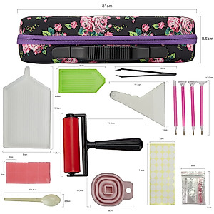 VoiceFly EVA 60 Slots Diamond Painting Accessories Diamond Painting Storage Case Embroidery, 5D Diamond Painting Tools DIY Kits, Beads Sewing Pills Shockproof Container, Black Flower