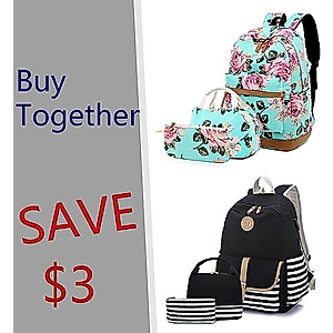 Lmeison Green Floral Backpack with Lunch Bag & Cute Backpack for Teen Girls