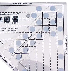 Trim Tool Quilting Ruler,Mini Quilt Ruler Transparent Acrylic Scale DIY Trim Tool Quilting Ruler for 6 8 10 Inch Finished Blocks