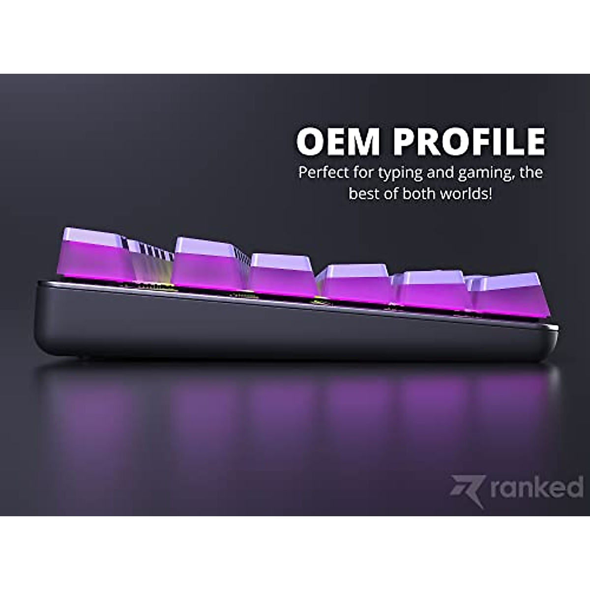 Ranked Pudding PBT Keycaps | 112 Double Shot Translucent ANSI US & ISO Layout | OEM Profile for RGB Mechanical Gaming Keyboard (Lavender)