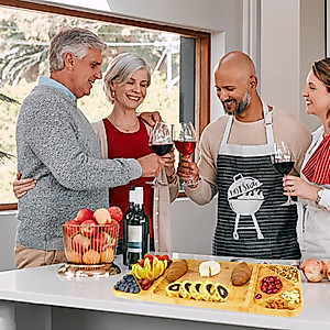 Fivnir Bamboo Cheese Board Set, Charcuterie Board Set and Cheese Serving Platter, Charcuterie Platter, for Wine Party, Wedding, Birthdays, Anniversary.