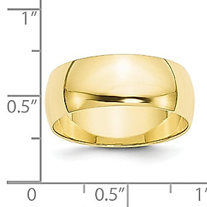 Jewelry Stores Network Solid 10k Yellow Gold 8 mm Rounded Wedding Band Ring Size 5.5