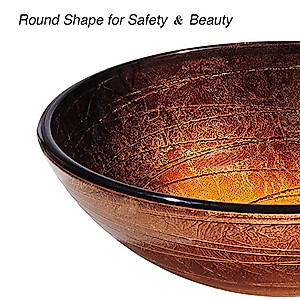 Aquaterior Tempered Glass Vessel Sink Bathroom Lavatory Round Bowl Pattern Basin(FAUCET NOT INCLUDED)